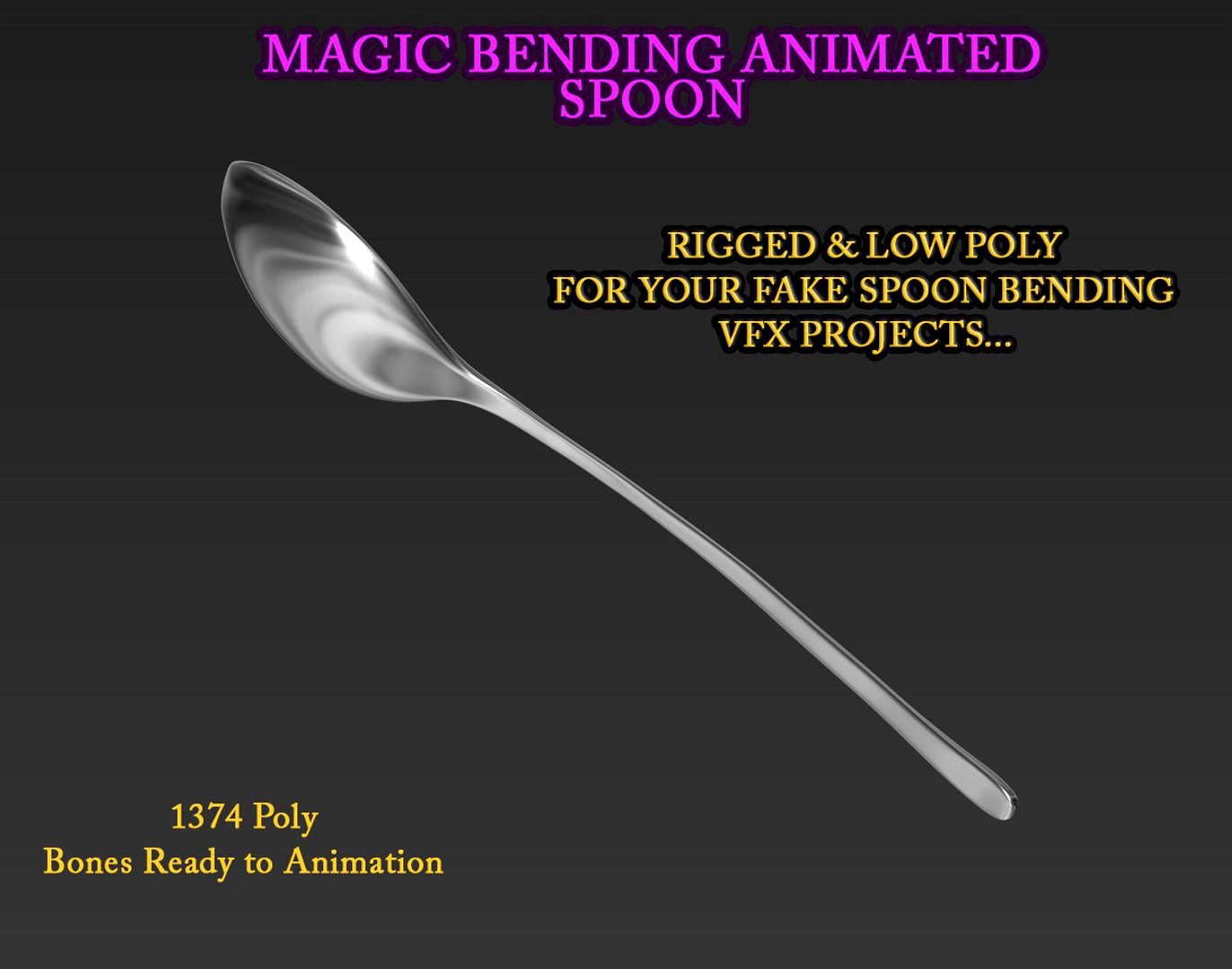 3D Low Poly Rigged SPOON for VFX Projects model