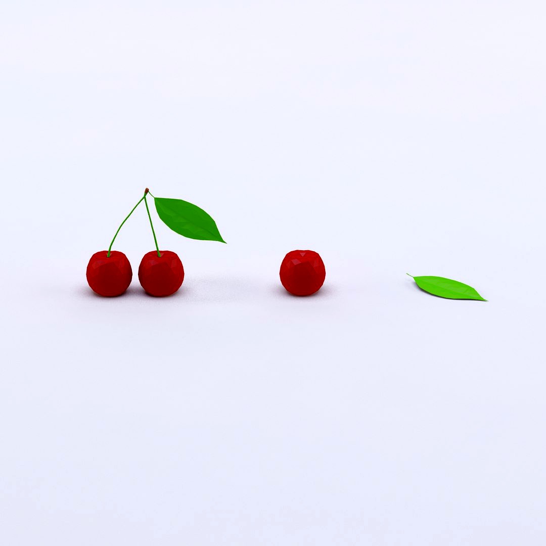 Cartoon low poly cherries 3d model