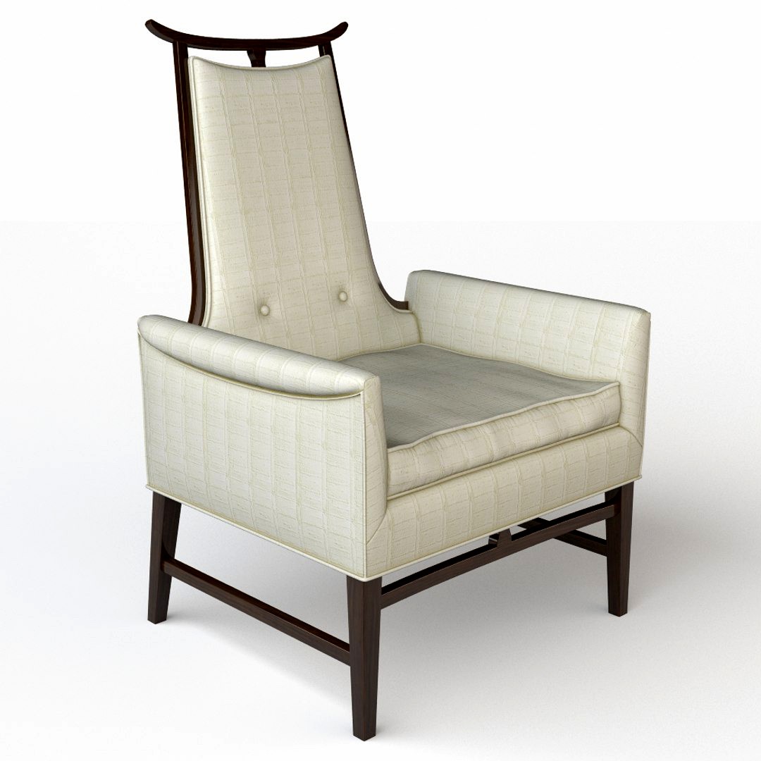 Rare James Mont Style Asian Inspired Walnut Lounge Chairs 3d model