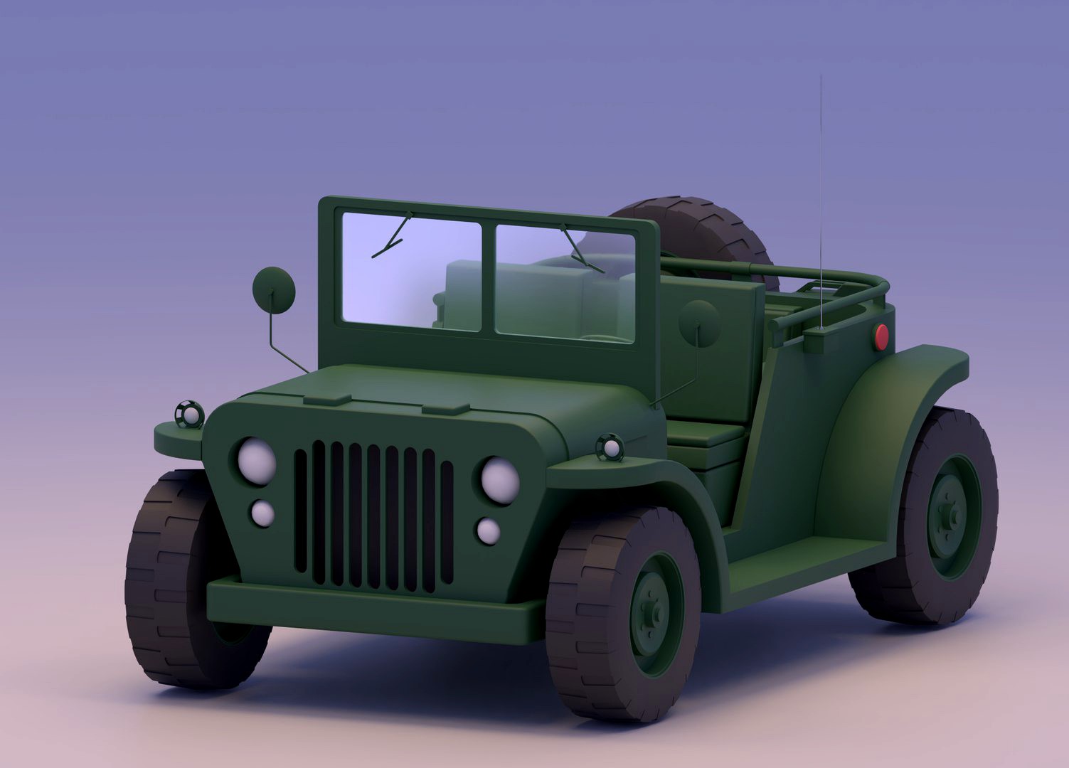 Cartoon Military Jeep Willys 3d model