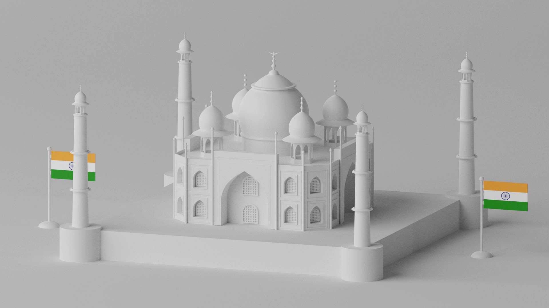 Cartoon Indian Taj Mahal 3d model