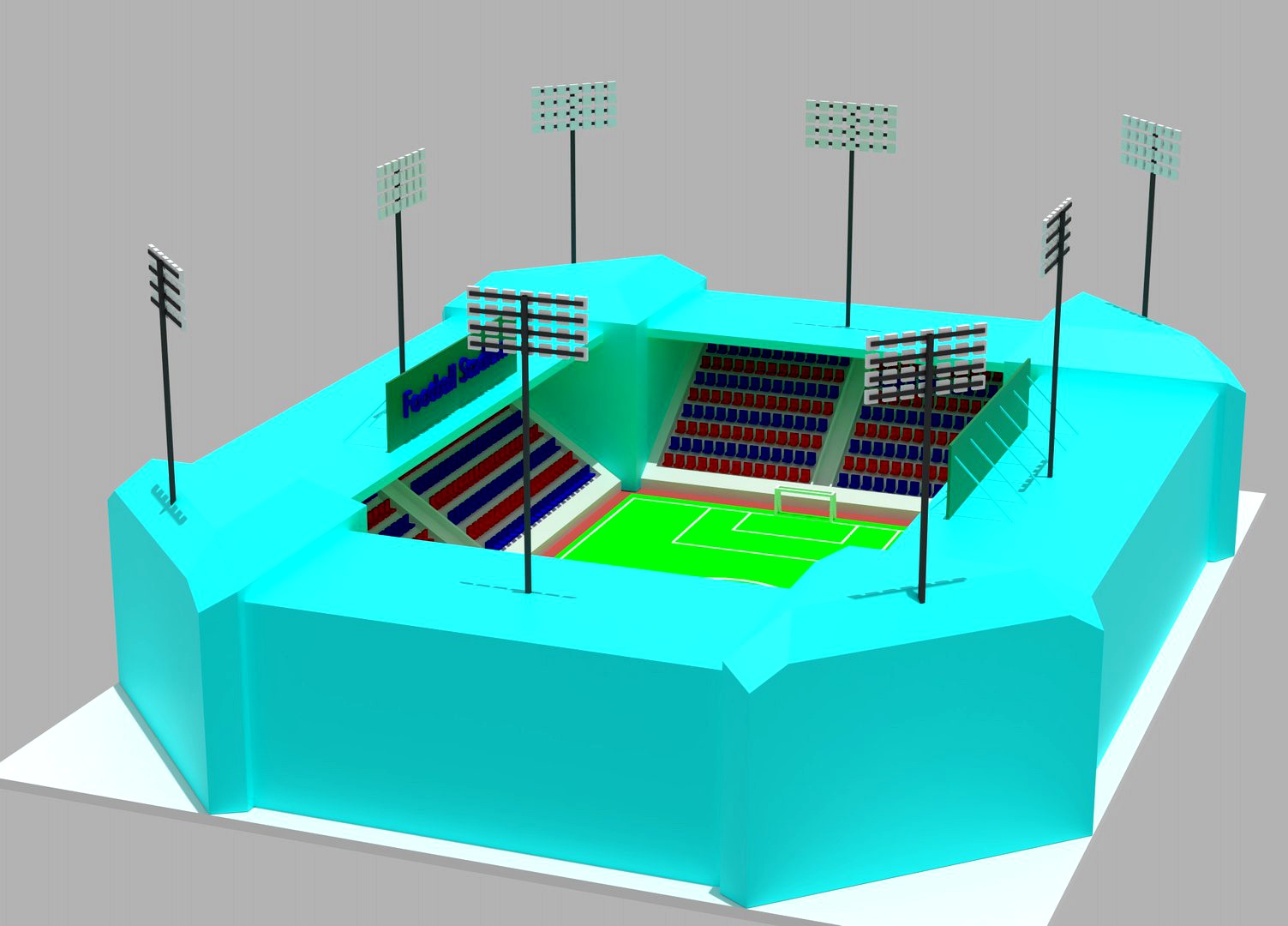 Low Poly Simple Cartoon Football Stadium 3d model
