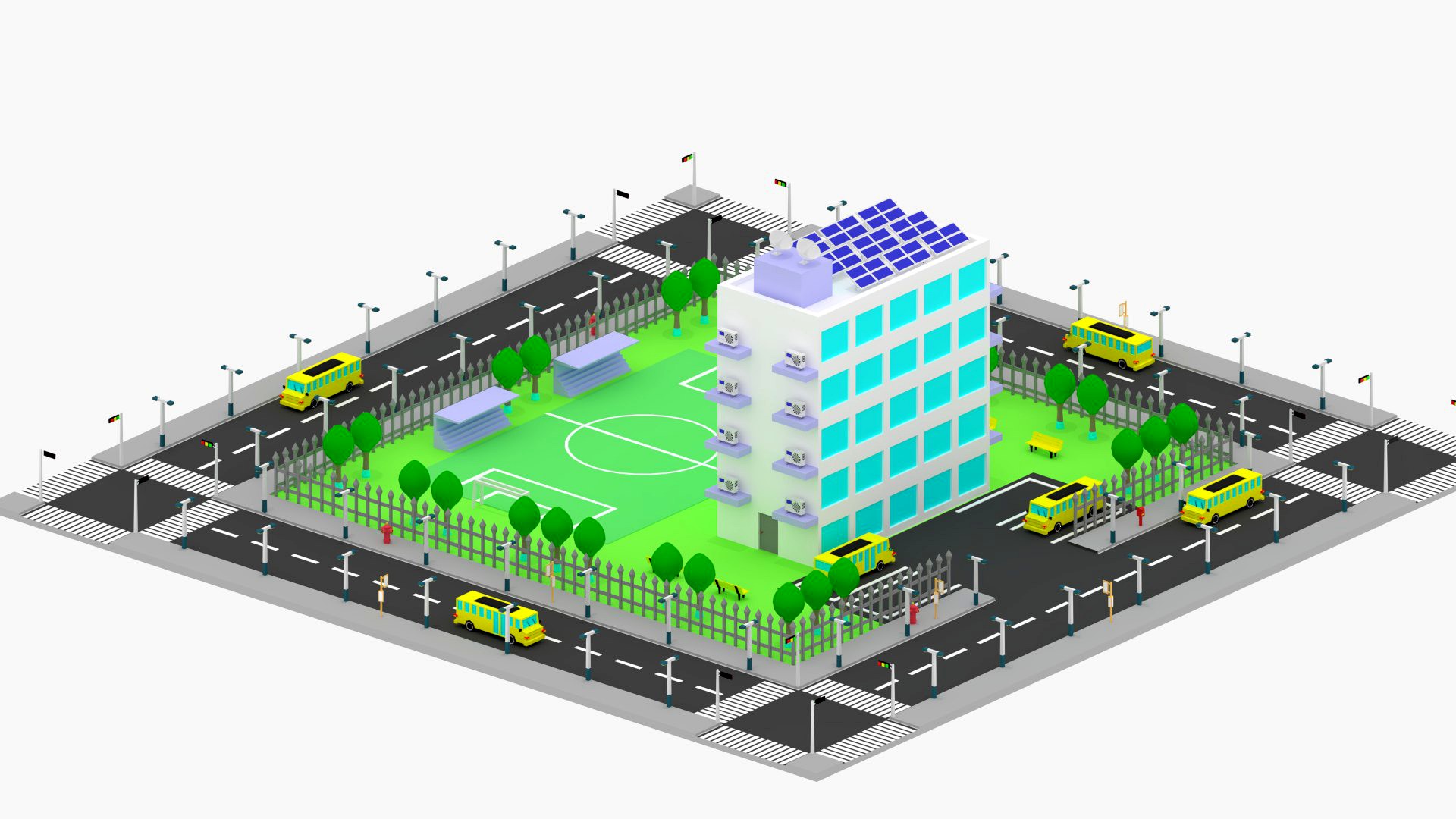 Low Poly Cartoon School 3d model