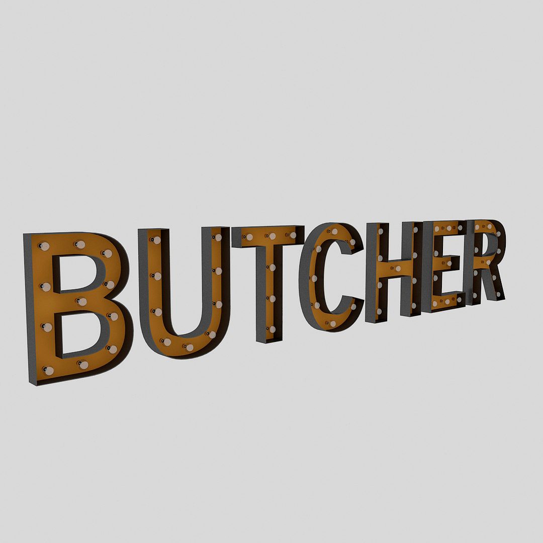 Butcher Sign With Bulb 3d model