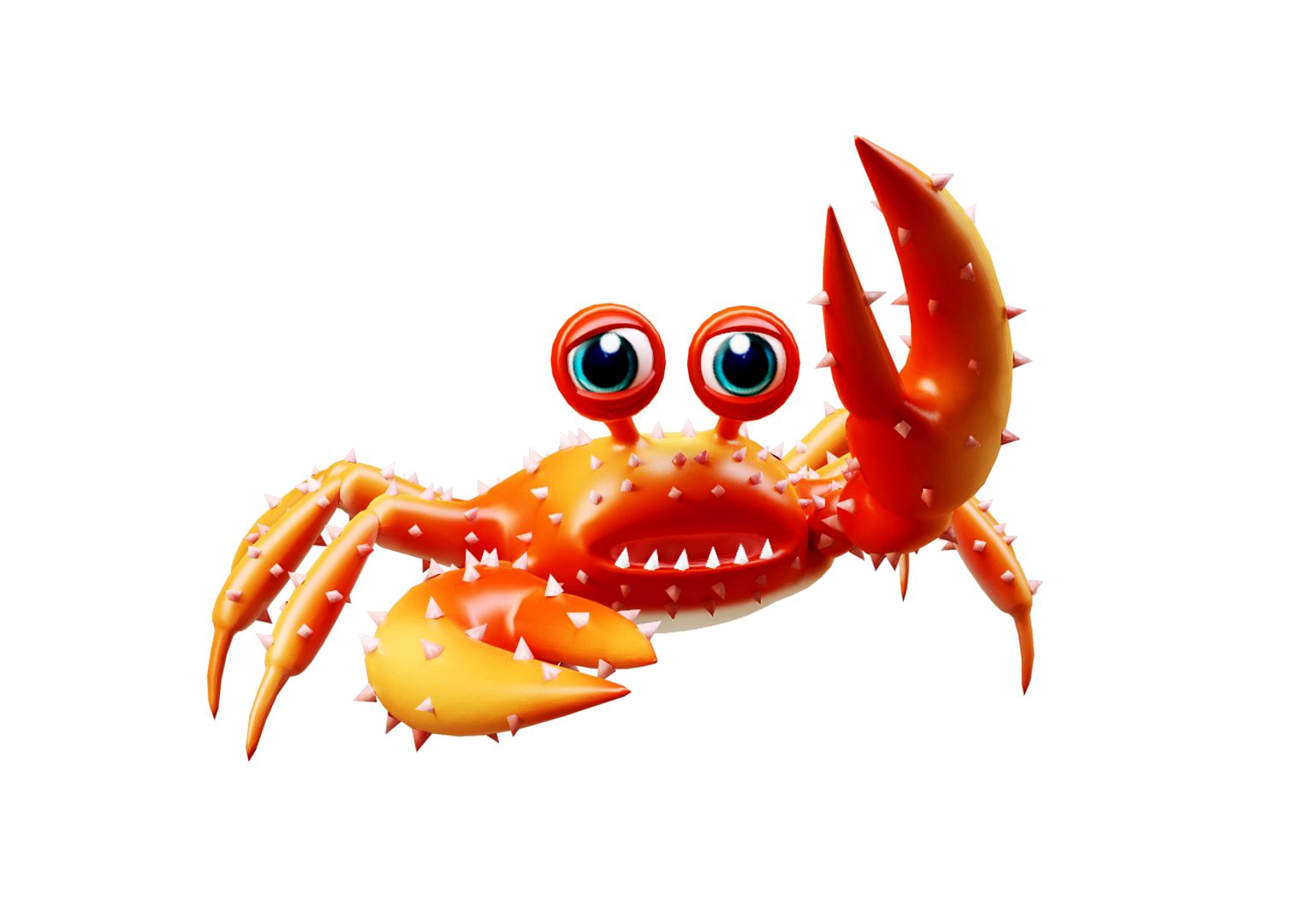 Red king crab animated low poly toon 3d model