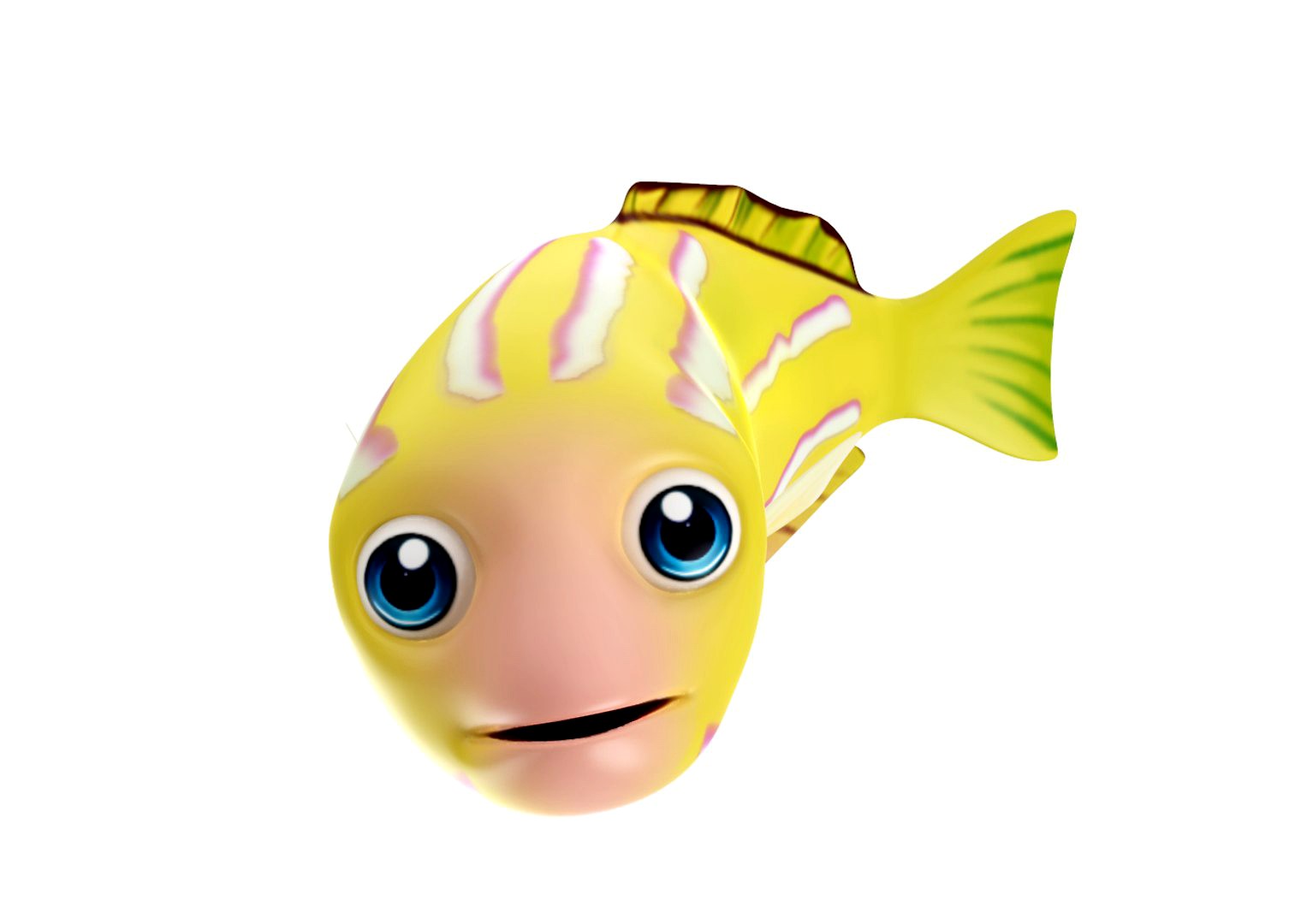 Bluestripe snapper animated fish low poly toon 3d model