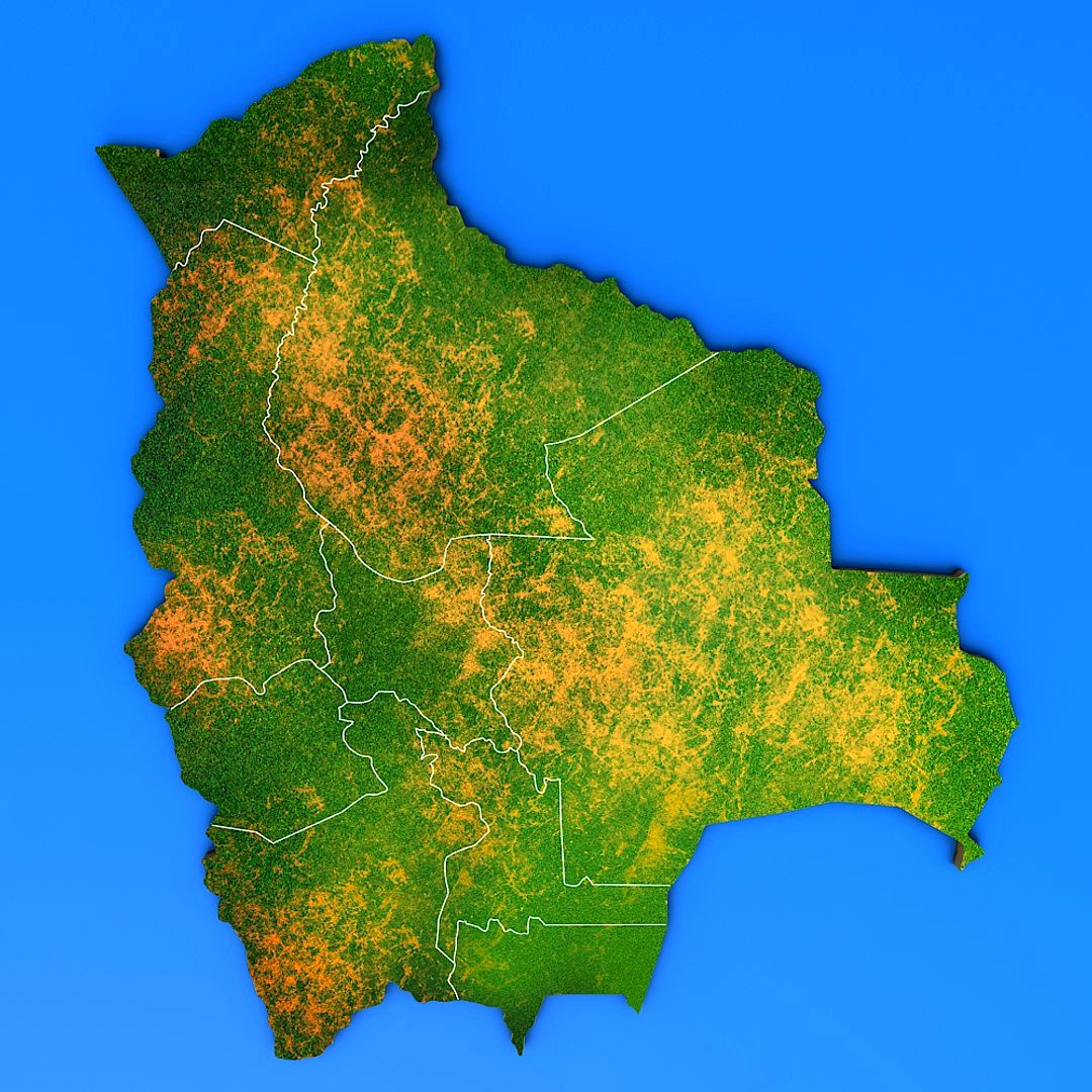 Bolivia detailed country map 3d model
