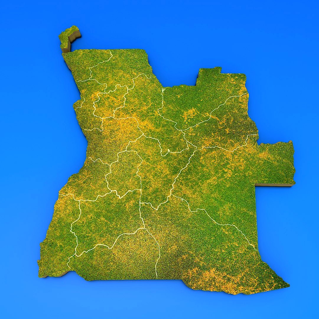 Angola detailed country map 3d model