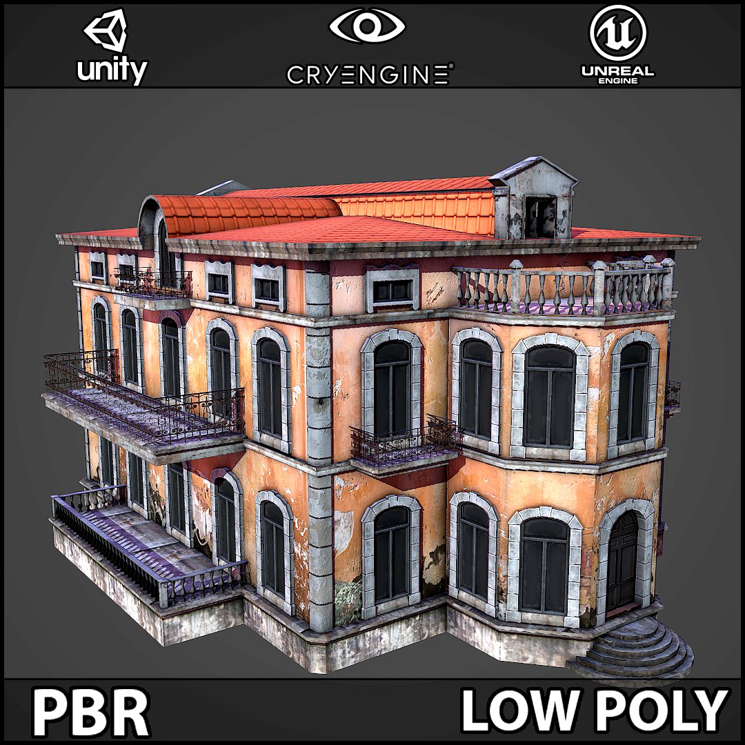 Abandoned Mansion PBR Game Ready 3d model