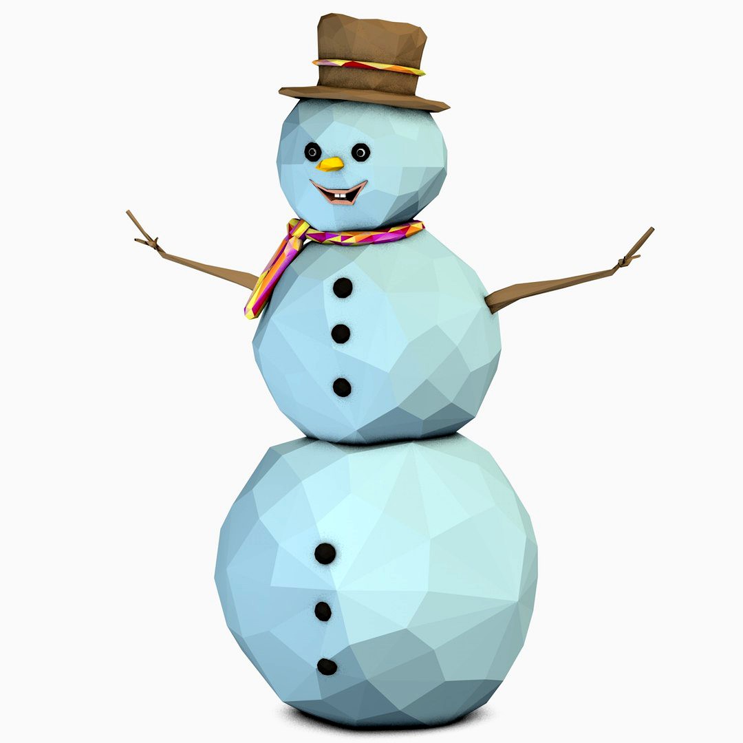 Snowman Low Poly 3d model