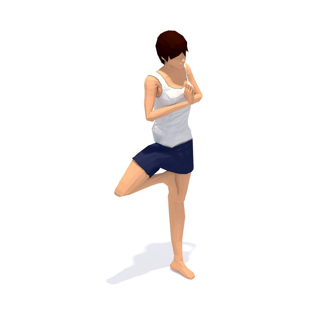 Tree Pose Yoga Exercise Woman Animation 3d model