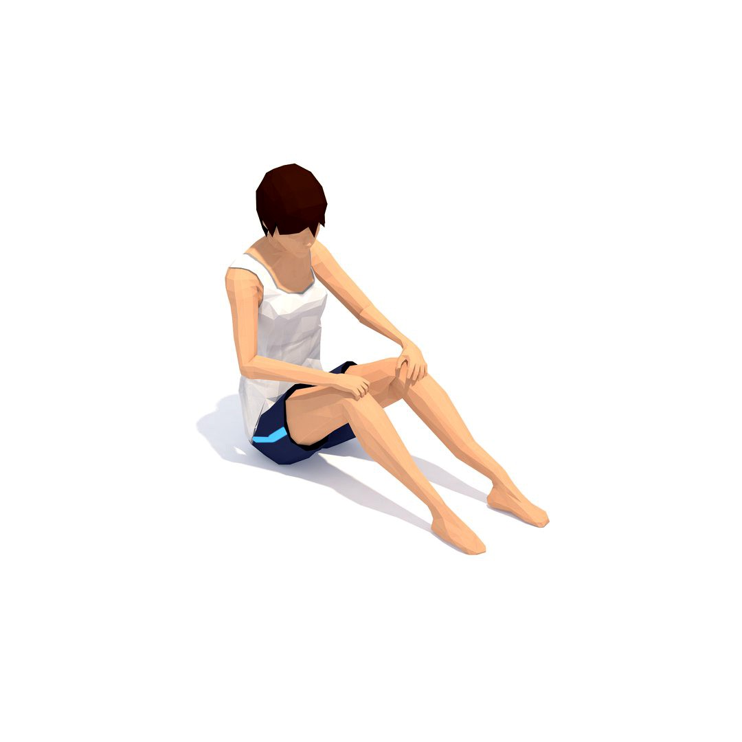Seated Forward Bend Yoga Exercise Woman Animation 3d model