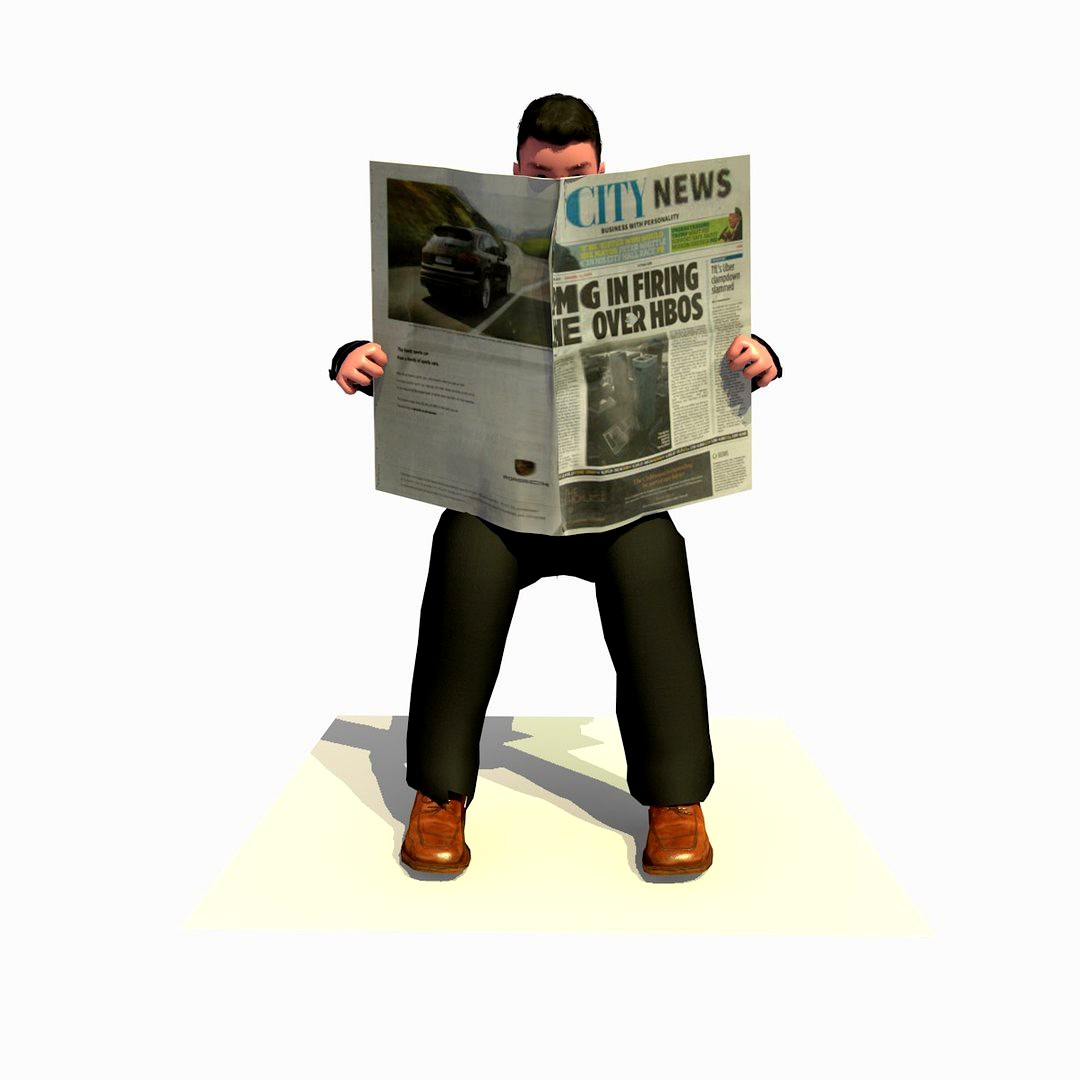 Animated Business Man Reading a Newspaper Sitting (Outdoors) 3d model