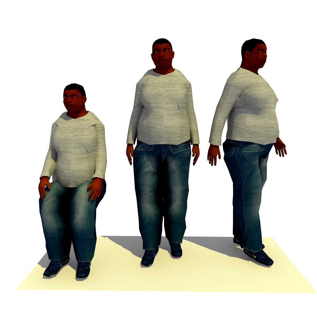 Low Poly Fat Male Bundle 3d model