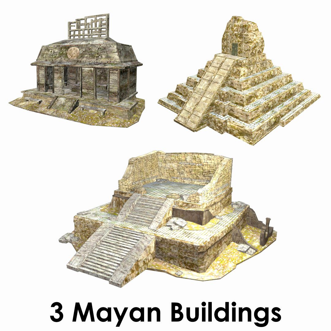 Mayan Buildings Collection - 1 - Low Poly - Textured 3d model