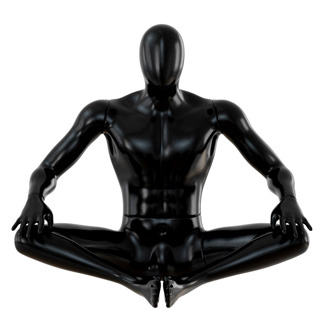 Black abstract mannequin sitting in butterfly pose 72 3d model