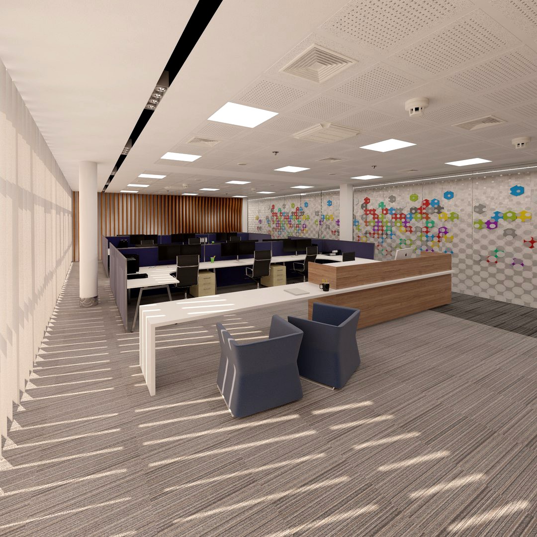 Open Space Office Interior 4 3d model
