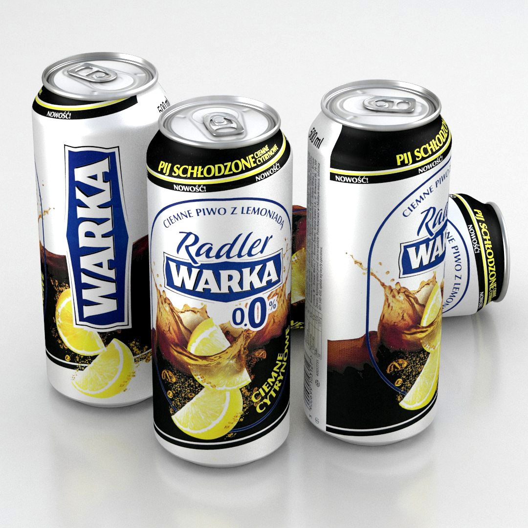 Beer Can Warka Dark Lemon 0,0 Alcohol Free 500ml 3d model