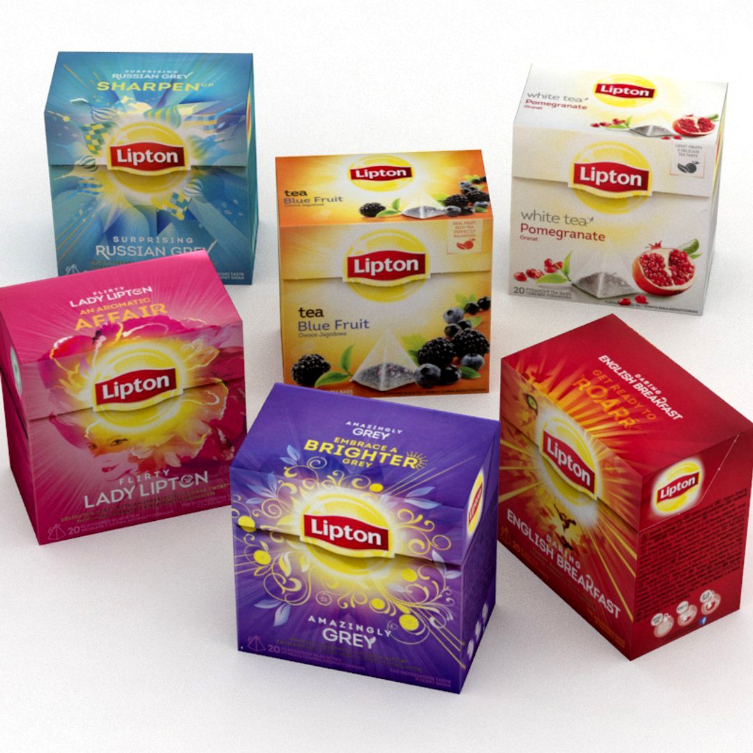 Lipton Flavoured Black Tea Box 20 Bags Collection 3d model