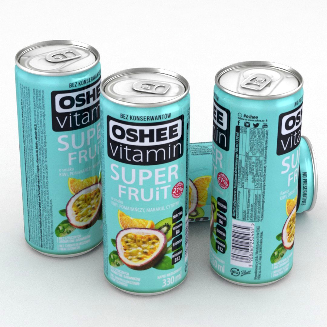 Beverage Can Oshee Vitamin Super Fruit 330ml 3d model