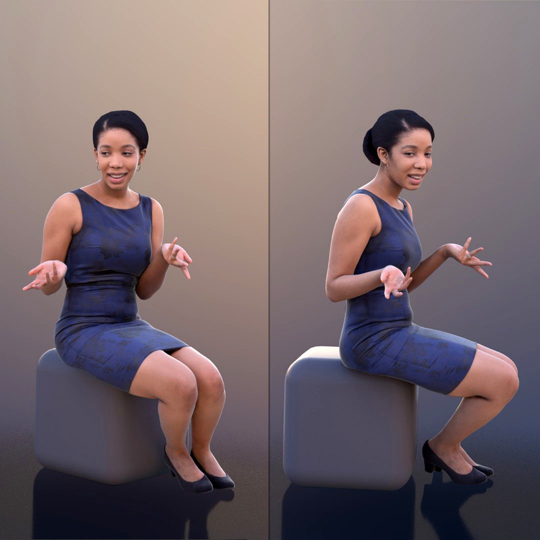 10381 Yanelle - Woman in Dress Sitting And Talking 3d model