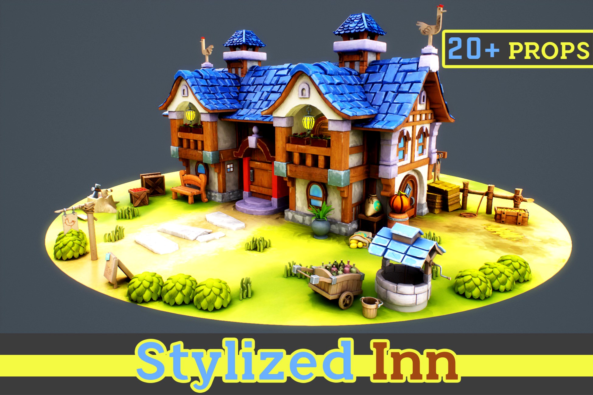 Stylized Inn + Props 3d model