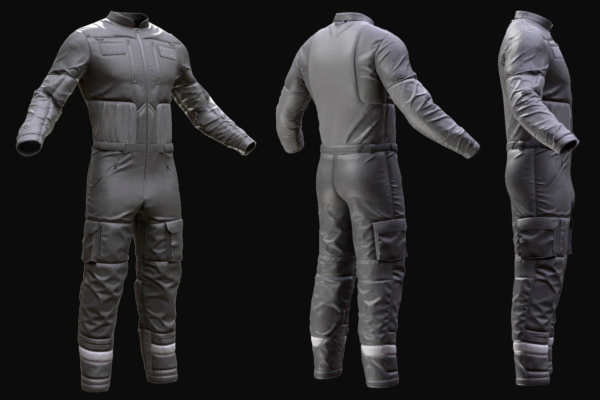 48 Skydiving Suit - Male/Female - Rigged Humanoid Skeleton 3d model