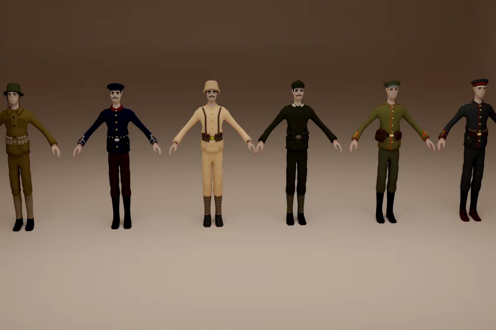 Stylized WW1 Characters 3d model