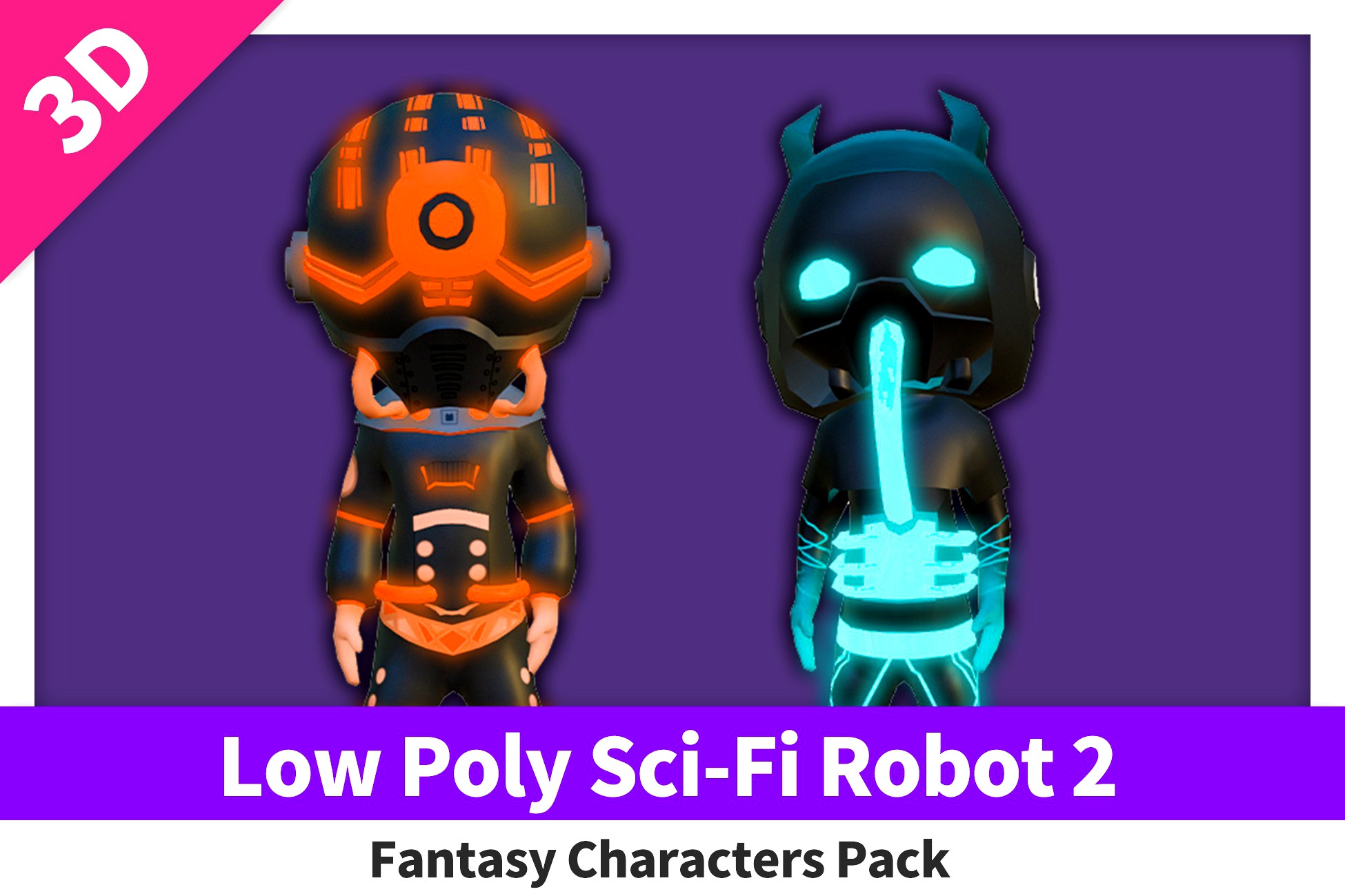 Low Poly Sci-Fi Robot 2 - Fantasy Characters Pack 3d model