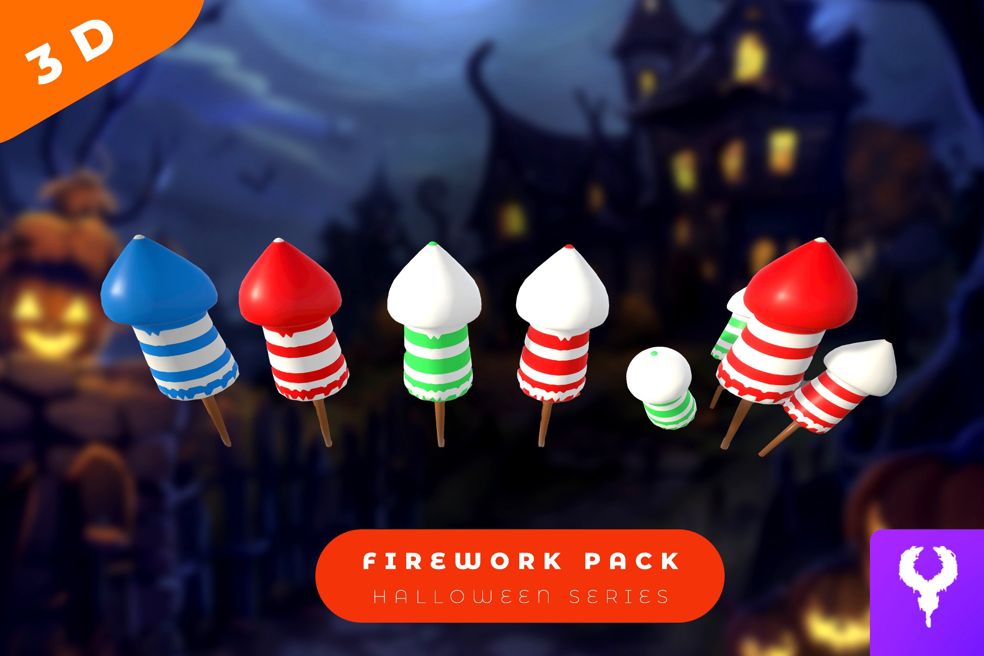 Cartoon Firework pack 3d model