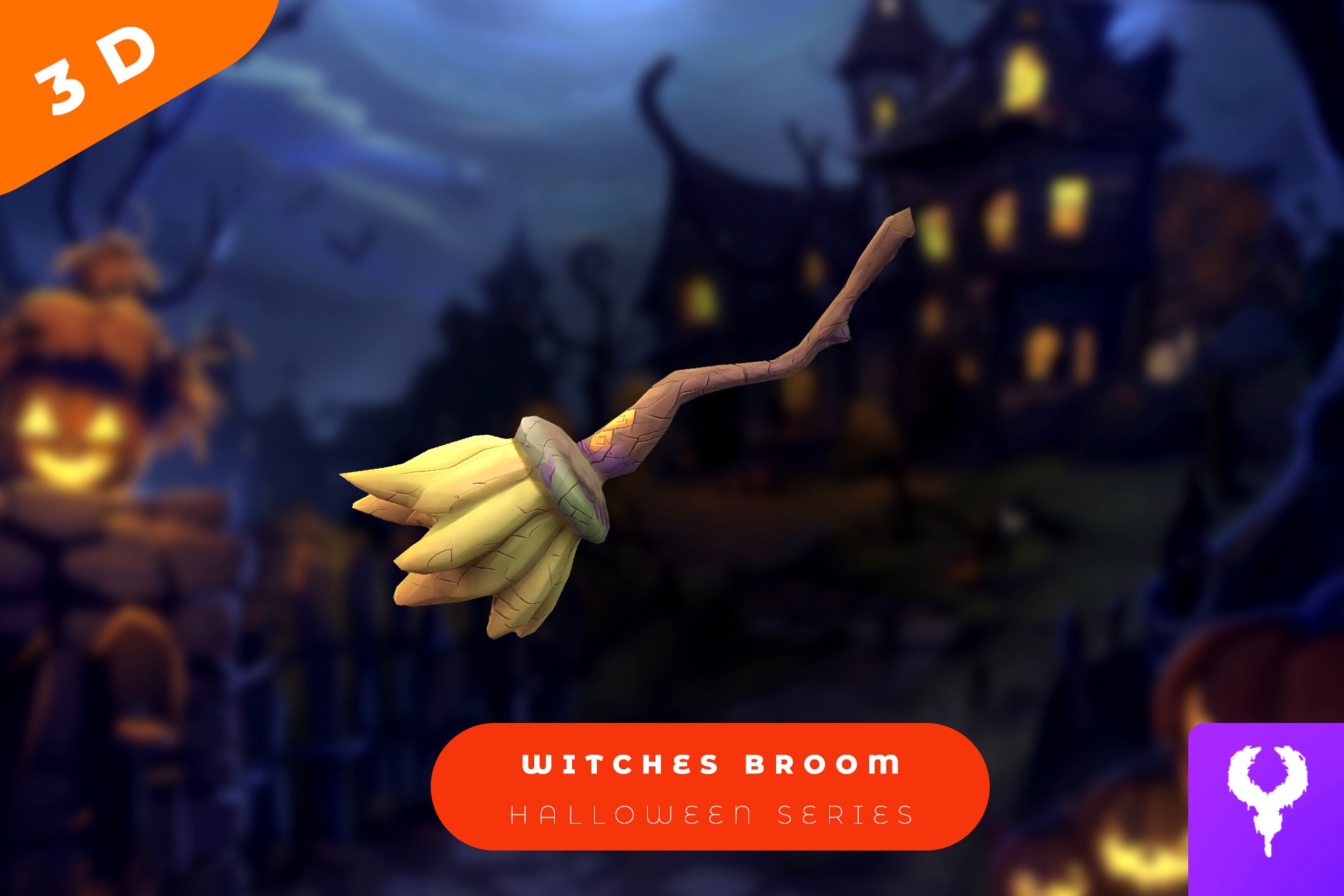 Cartoon Witches Broom 3d model