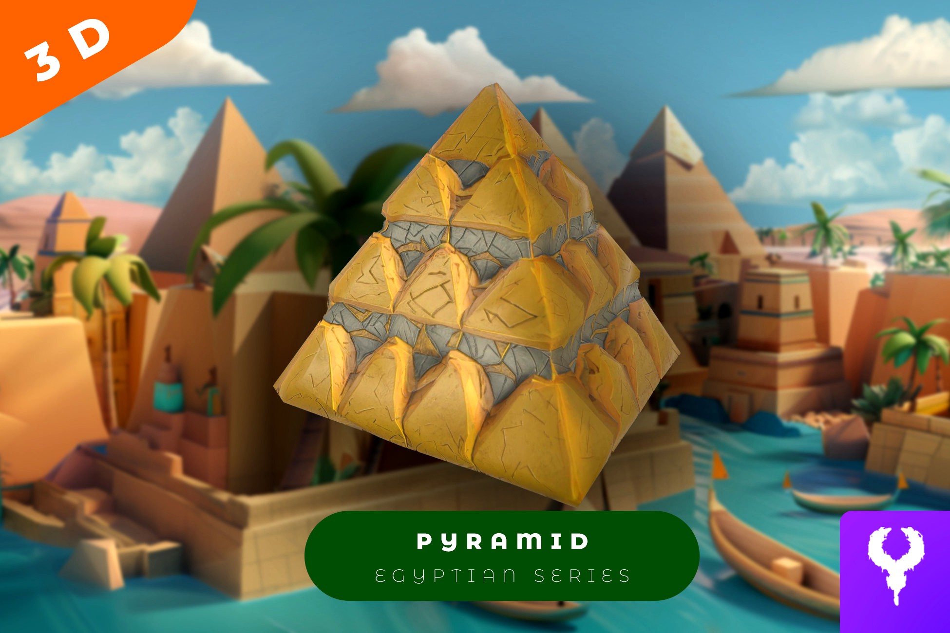 Cartoon Egyptian Pyramid Pack 3d model