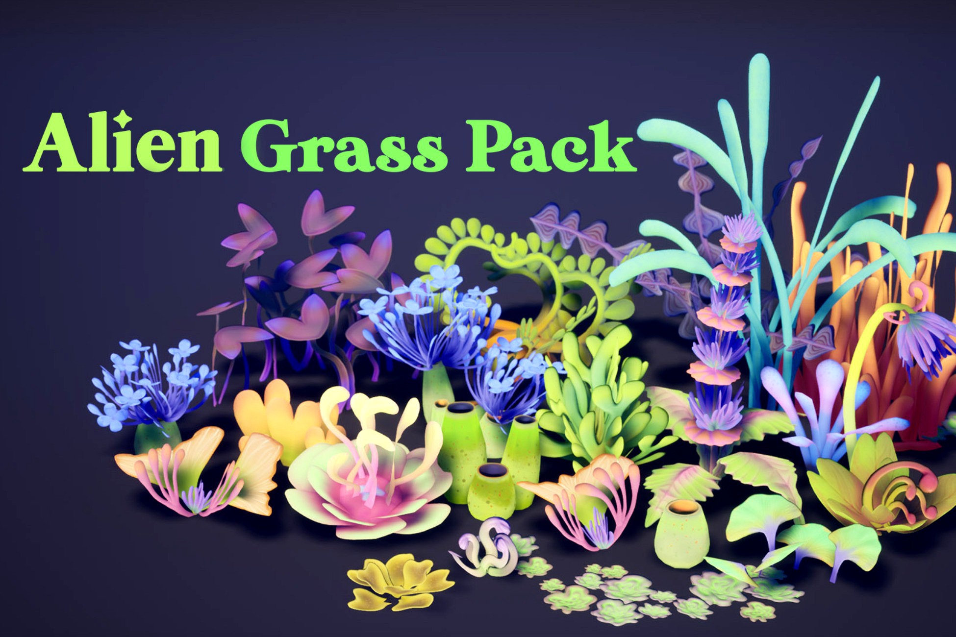 Alien Grass Pack 3d model