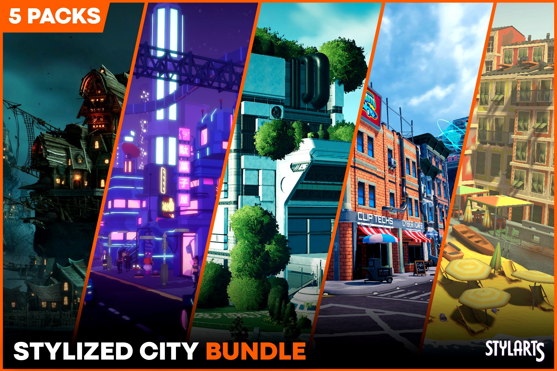 Stylized City Bundle 3d model