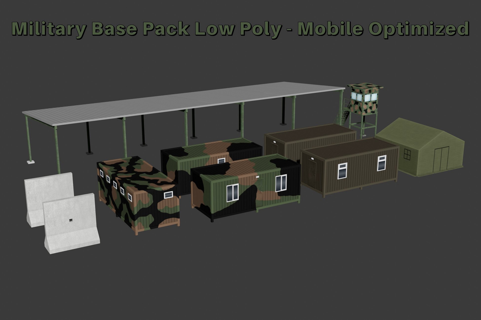 Military Base Pack Low Poly - Mobile Optimized 3d model