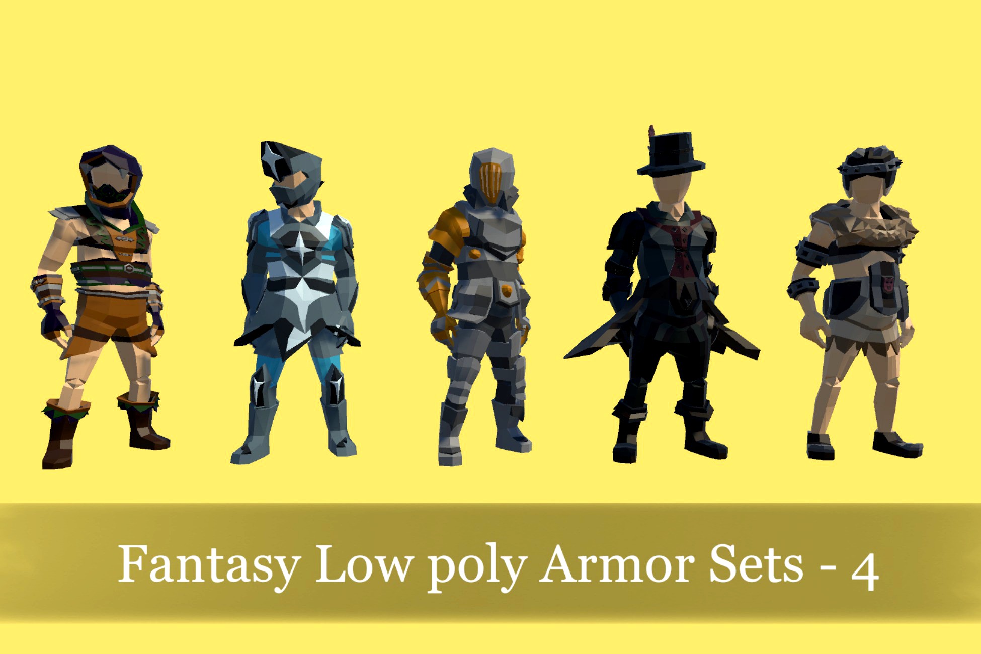 Fantasy Low poly Armor Sets for RPG - 4 3d model