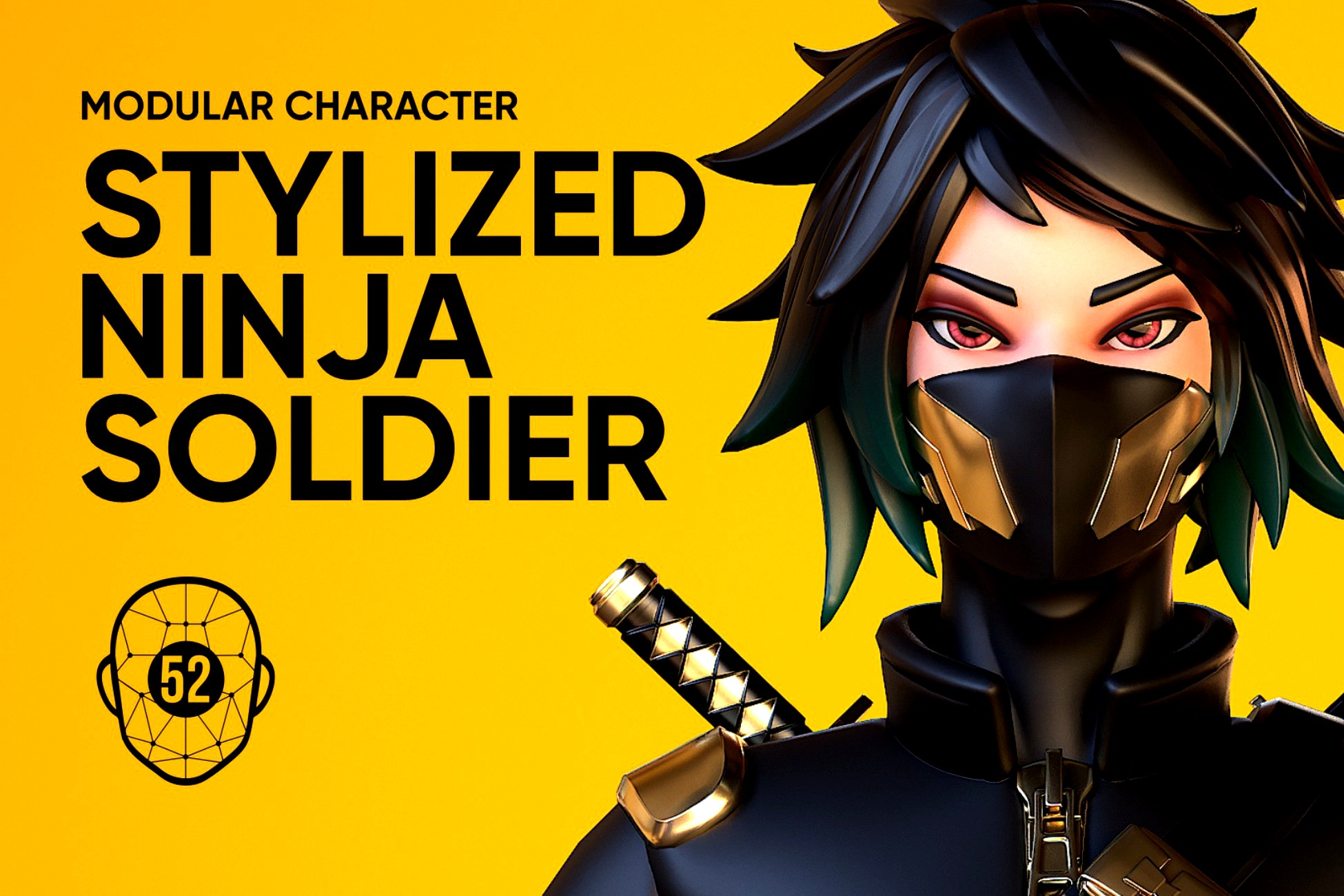Stylized Ninja - Modular Character 3d model