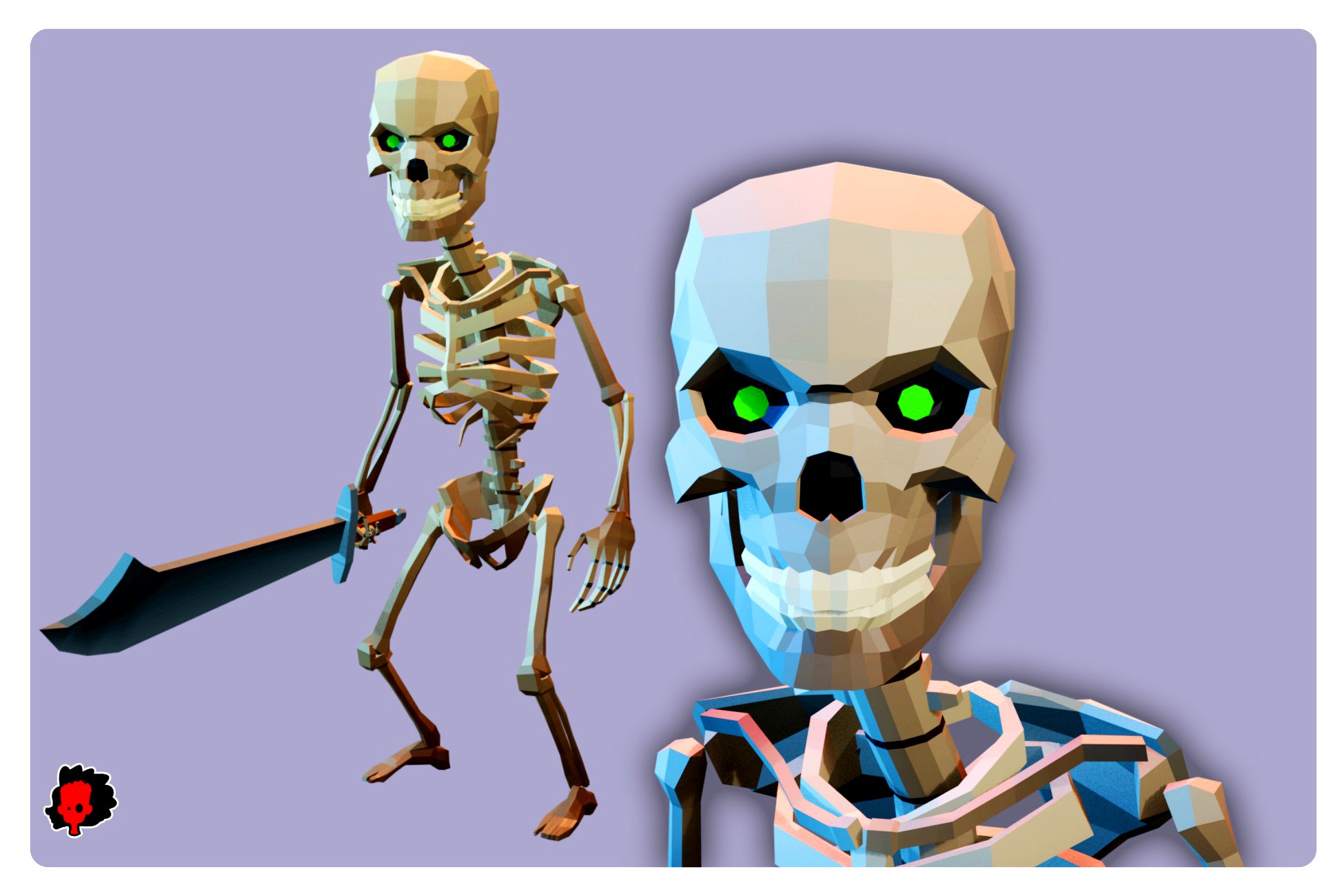 Stylized Low Poly Skeleton 3d model