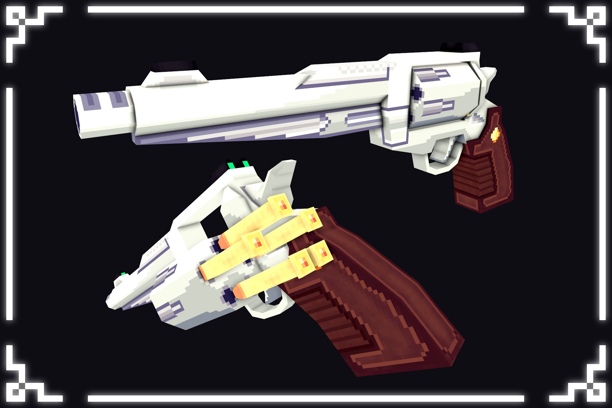 Magnum Revolver Lowpoly Pixelated (Fully Animated) 3d model