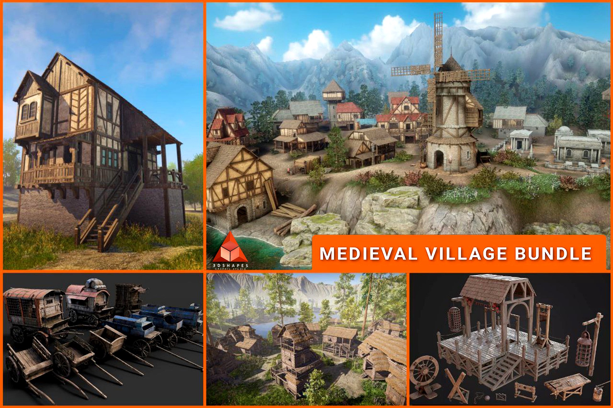 Medieval Village Bundle 3d model
