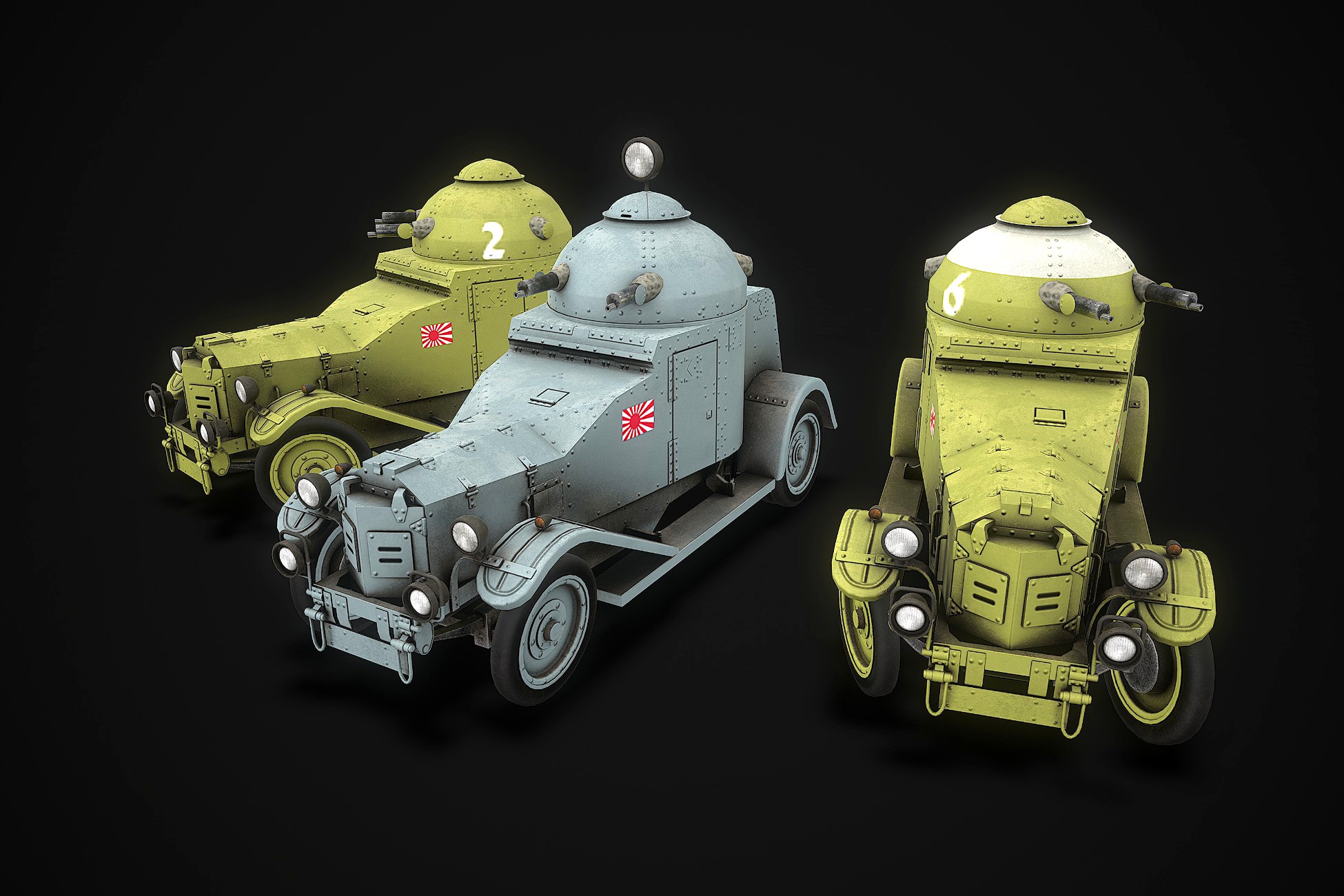 Japanese armored car WW1 3d model