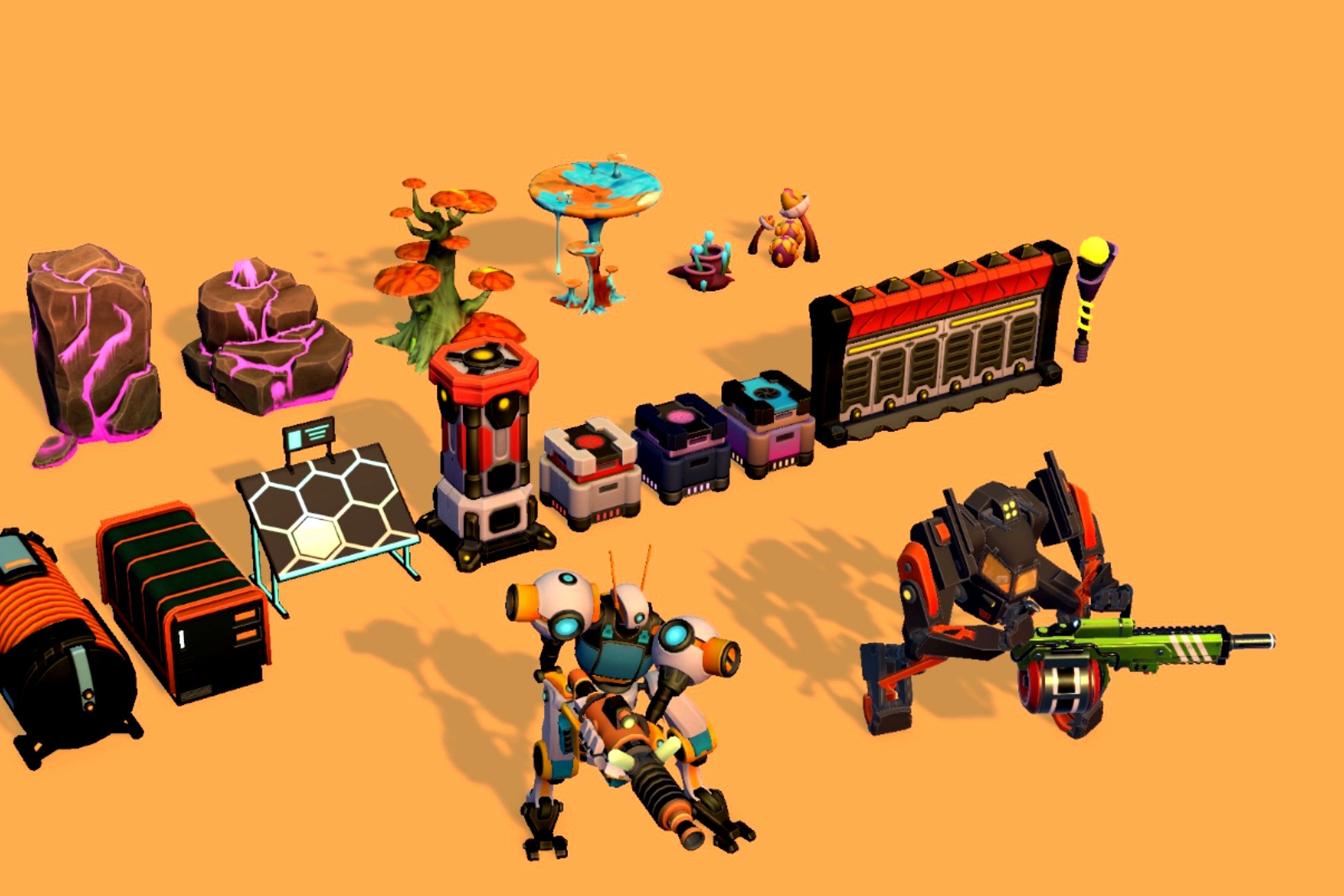 Robots with animations and Assets 3d model