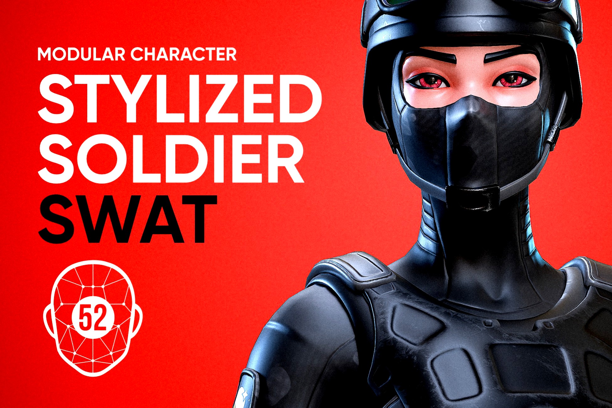 Stylized Female SWAT Soldier - Modular Character 3d model