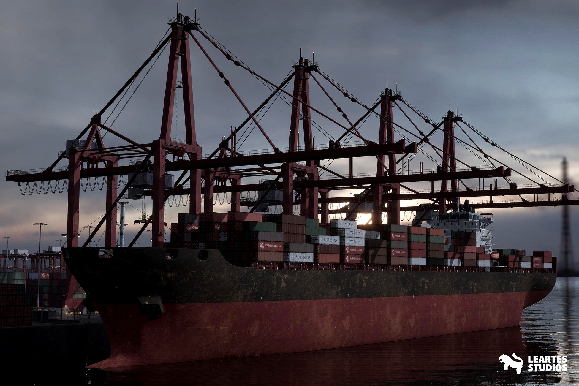 Container Port Environment ( Shipping Port Cargo Ship Harbor Dock ...