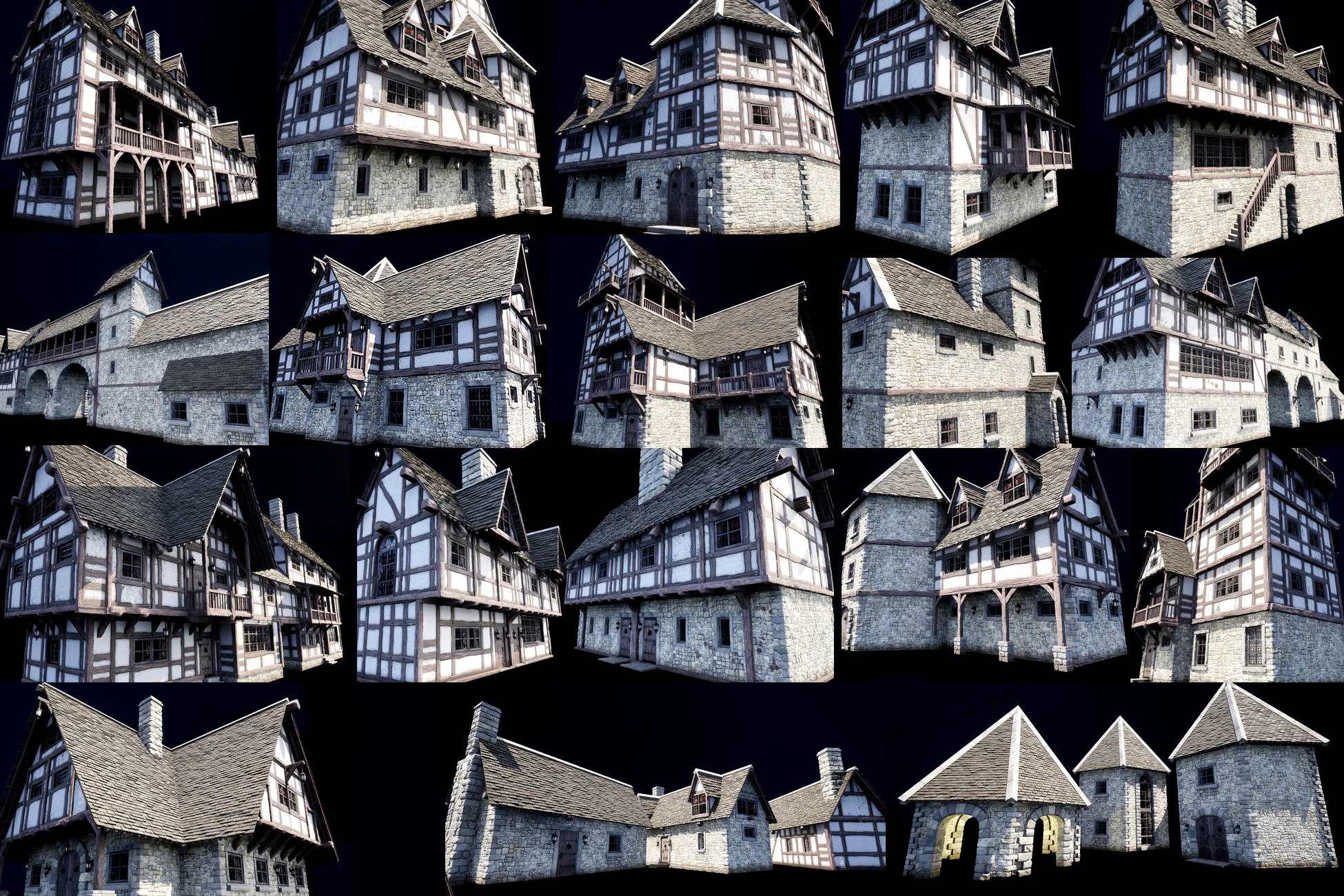 Modular Houses Pack 3d model