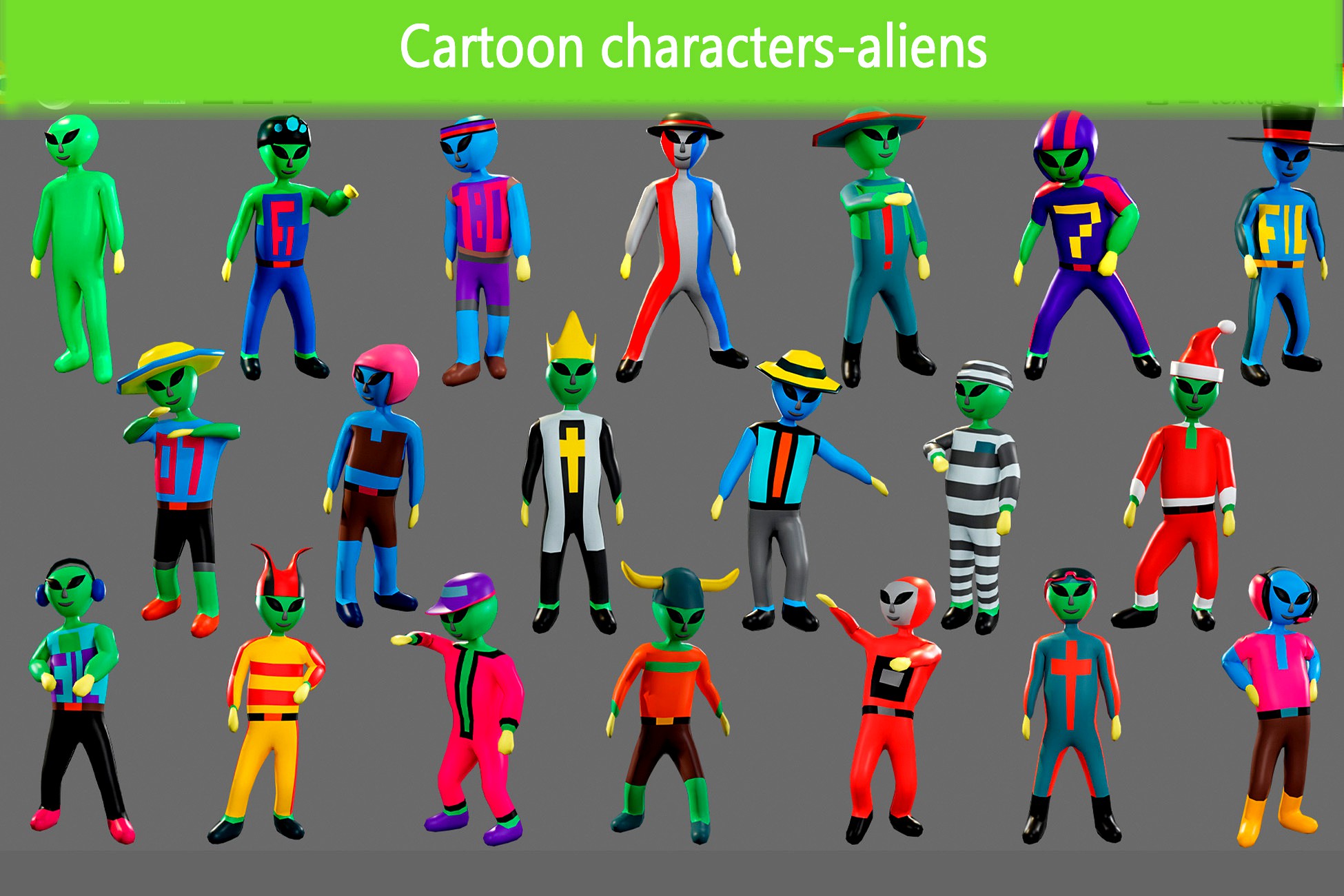 Cartoon characters-aliens 3d model
