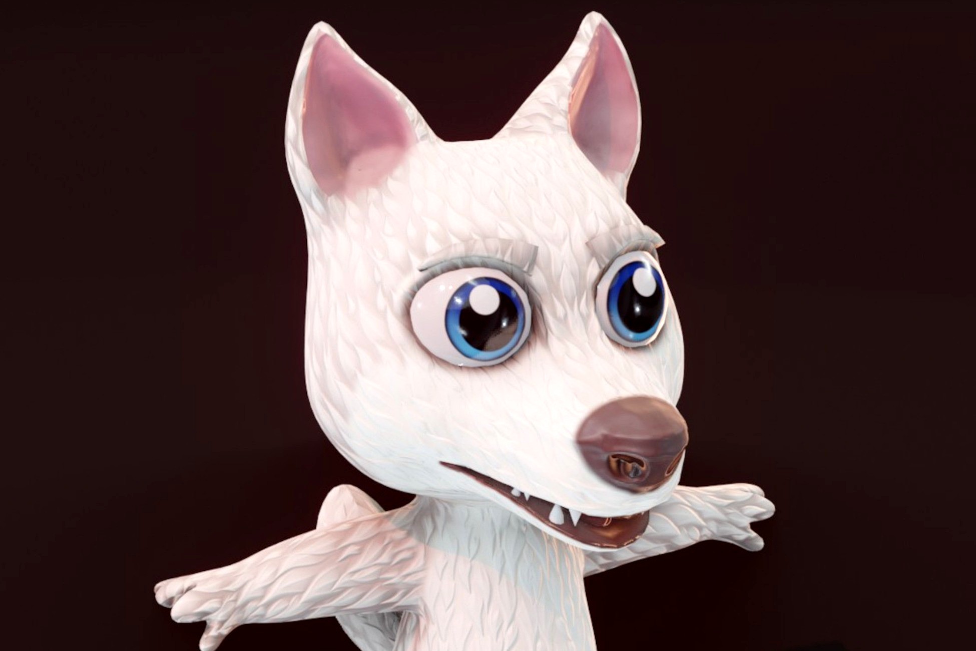 Stylized White Wolf 3D Model (Low-Poly, Game-Ready, Animated, Built-In)