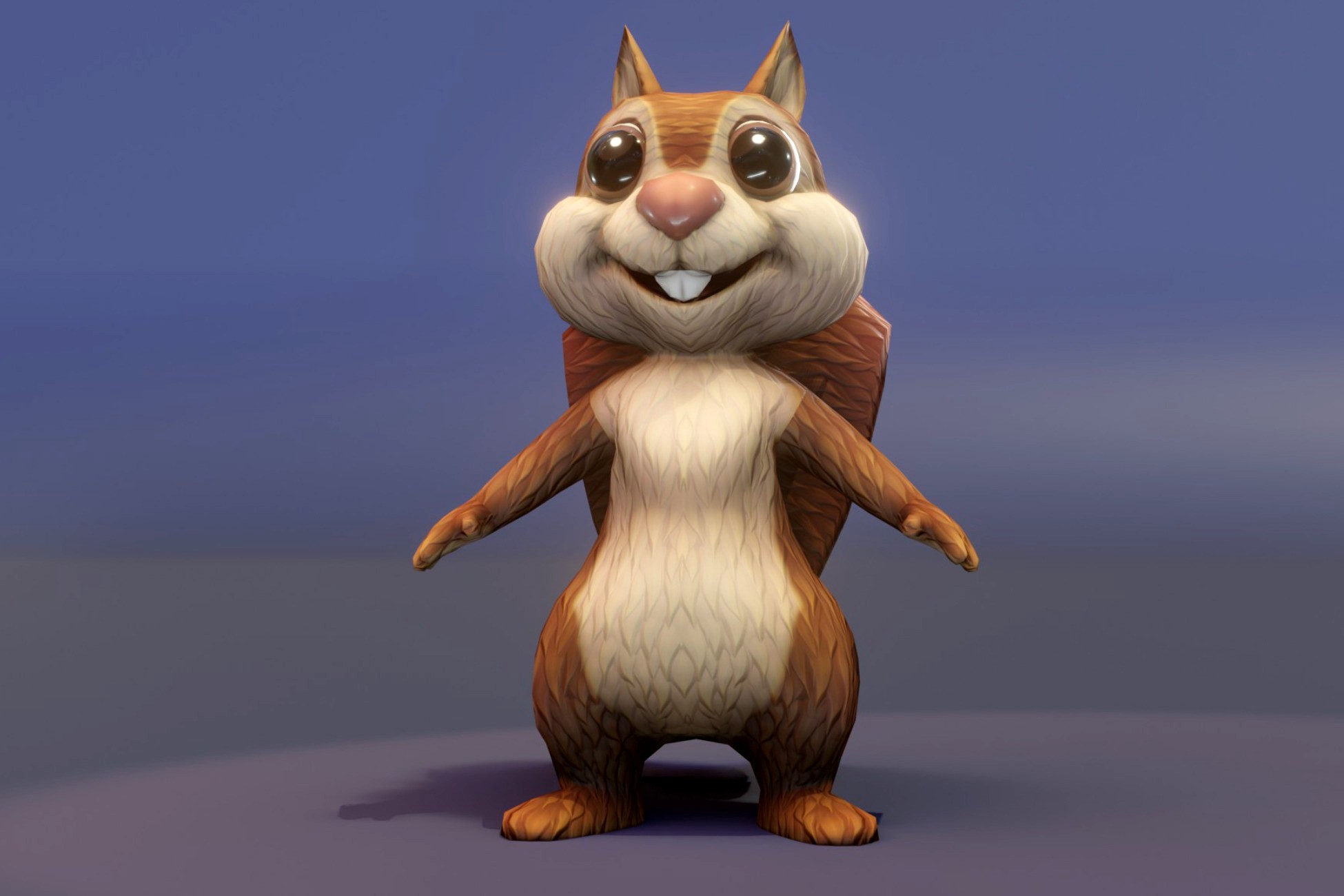 Stylized Squirrel 3D Model (Low-Poly, Game-Ready, Animated, Built-In)
