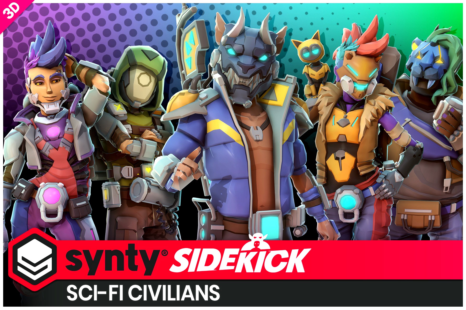 Sci-Fi Civilians – Sidekick Modular Characters by Synty 3d model