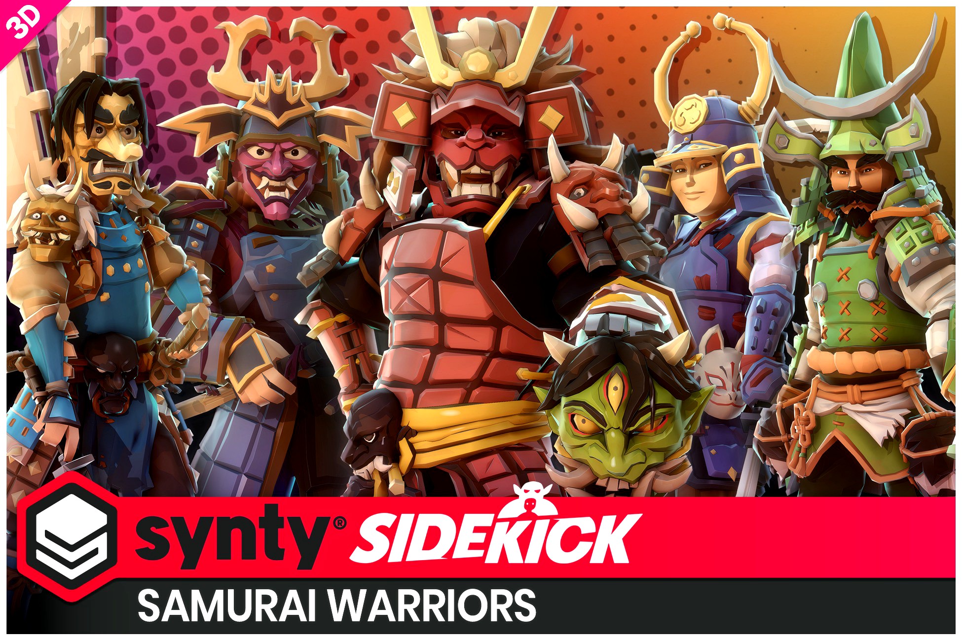 Samurai Warriors – Sidekick Modular Characters by Synty 3d model
